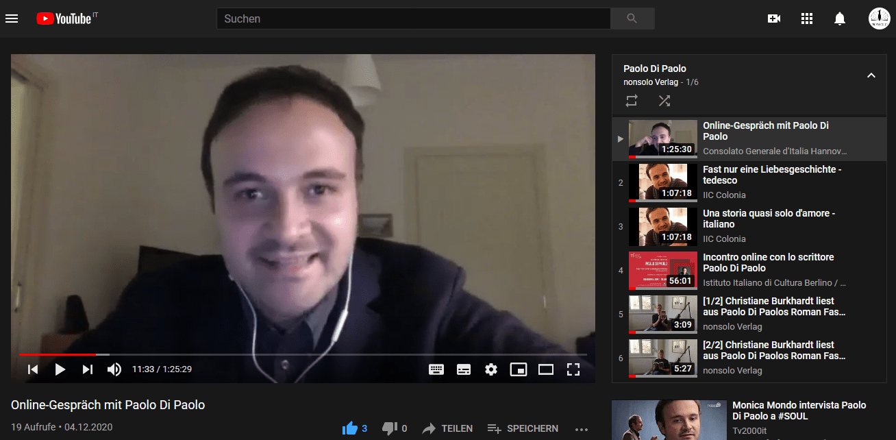 Videoaufnahme: Paolo Di Paolo spricht über seinen Roman Fast nur eine ...